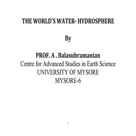 The World's water -Hydrosphere | PPT