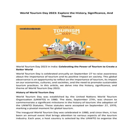 World Tourism Day 2023 Explore the History, Significance, And Theme.pdf ...