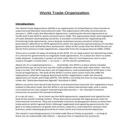 World trade organisation documentary | DOCX