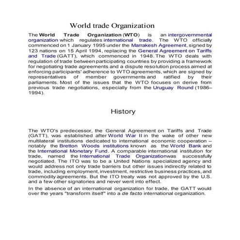 World trade organization | DOCX