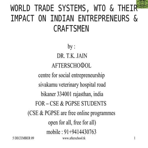 World trade systems and wto and their impact on indian entrepreneurs ...