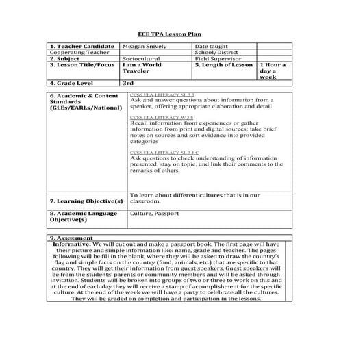 World traveler lesson plan | PDF