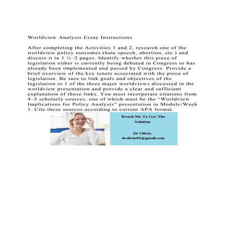 Worldview Analysis Essay InstructionsAfter completing the Ac | DOCX