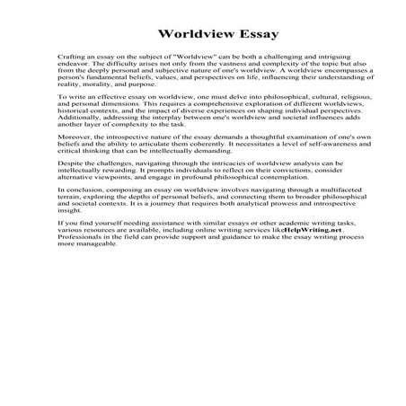 Worldview Essay. College of Nursing and Technology (California) | PDF