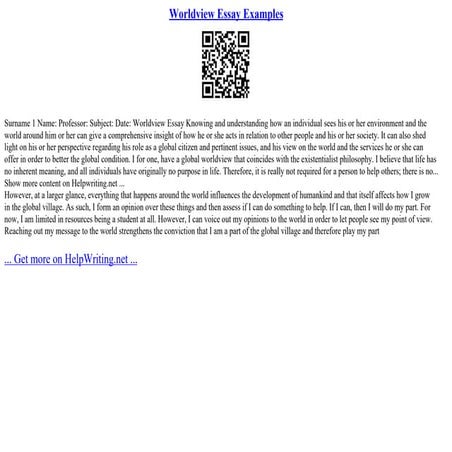 Worldview Essay Examples | PPT