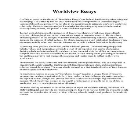 Worldview Essays | PDF