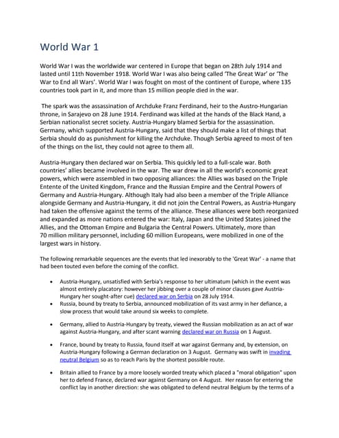 A presentation about World War 1 detailed | PPT