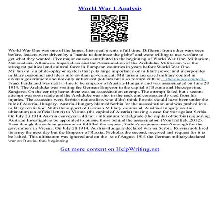 World War 1 Essay | PDF