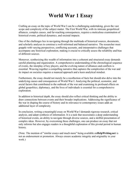 Causes And Effects Of World War 1 Essay.pdf