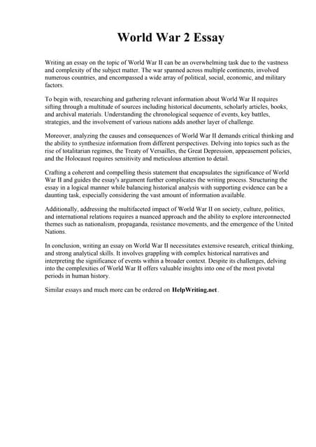 World War 2 Essays.pdf | War and Conflicts