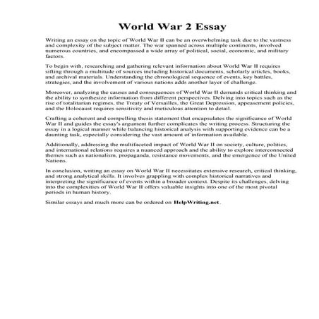 World War 2 Essay. Essays about the causes of world war 2 | PDF