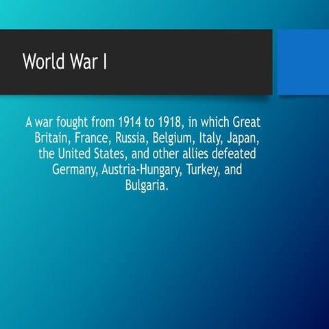 World War I Power Point | PPTX
