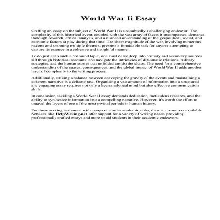 World War Ii Essay. Detroit Business Institute | PDF
