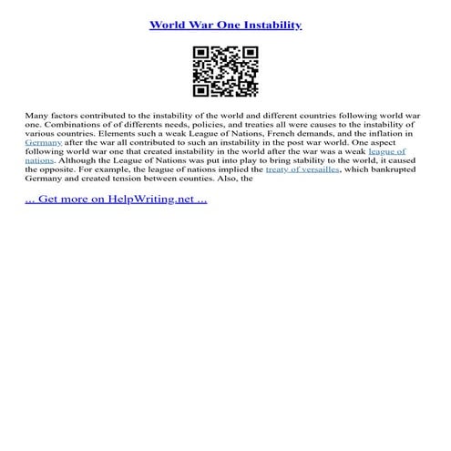 World War One Instability | PDF