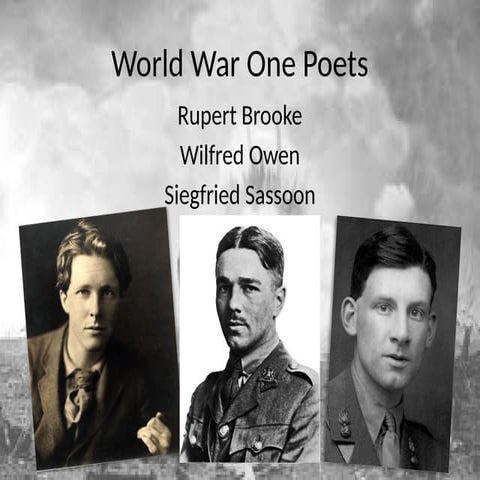 World War One Poets, Rupert Brooke, Wlifred Owen and Siegfried Sassoon.pptx