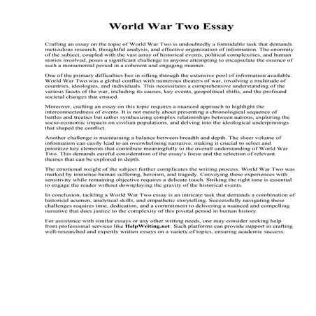 World War Two Essay. Rensselaer Polytechnic Institute | PDF