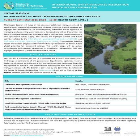World Water Congress 2015 Special Session 4 outline | PDF