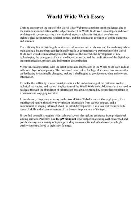 Essay About The Internet. Daytona State College | PDF