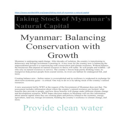 WORLD WILDLIFE FUND (WWF) ORGANIZATION AND MYANMAR | PDF