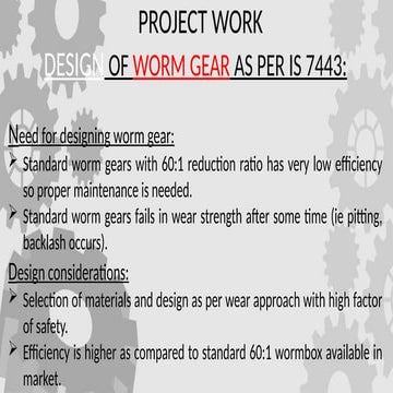 Worm gear strength and wear calculation as per standard VB Bhandari ...
