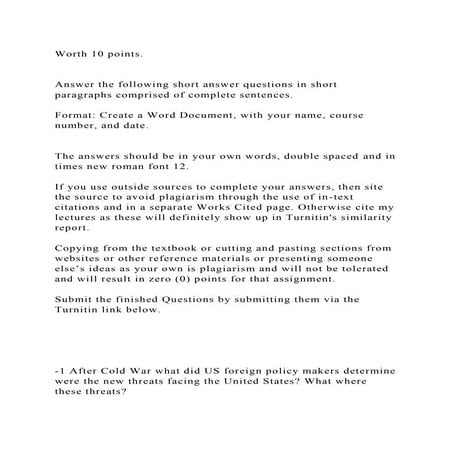 Worth 10 points.Answer the following short answer questions in.docx