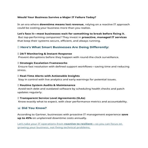 Would Your Business Survive a Major IT Failure Today.docx