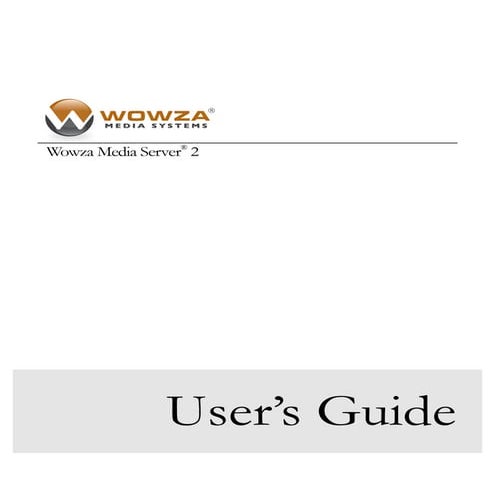 Wowza mediaserver usersguide | PDF | Computing | Technology & Computing