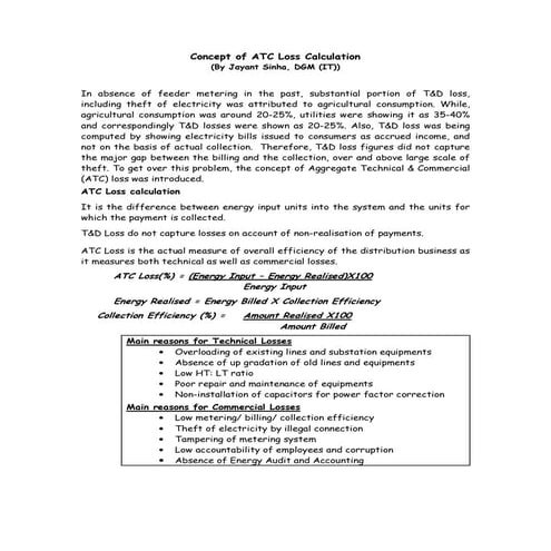 Wp 5-concept of atc loss calculation | PDF | Gas and Electric | Home ...