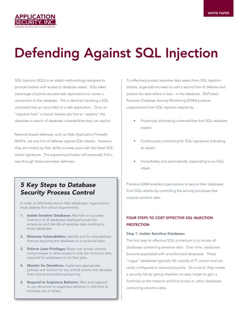 Wp defending-against-sql-injection | PDF Wp defending-against-sql-injection | PDF