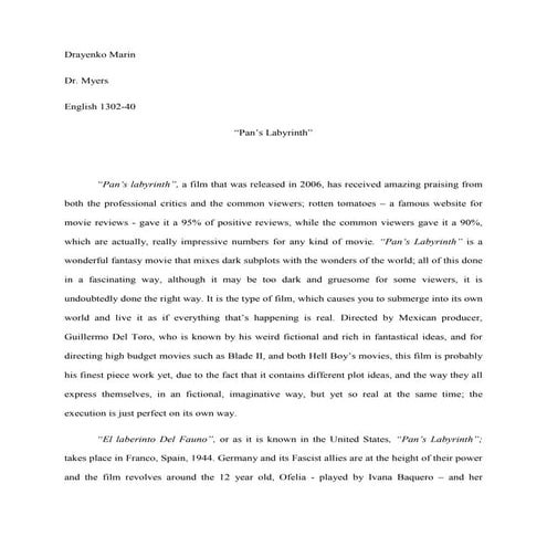 Pan's Labyrinth A-Level Film Studies student booklet e-book workbook ...