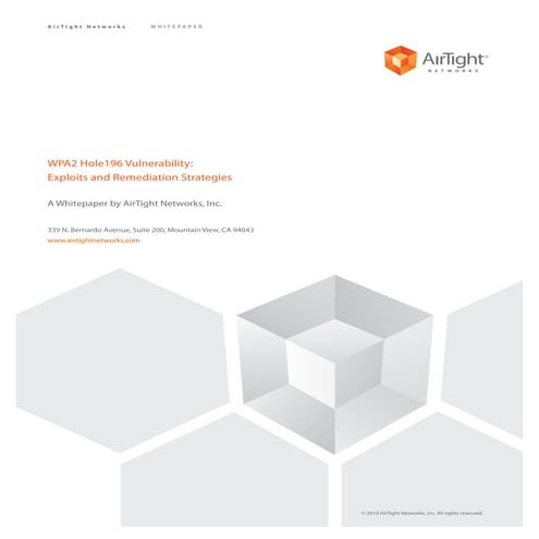 WPA2 Hole196 Vulnerability: Exploits and Remediation Strategies | PDF