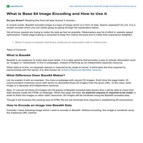 What is base 64 image encoding and how to use it | PDF