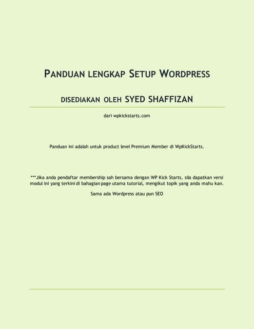Panduan Lengkap Setup Wordpress | DOCX Panduan Lengkap Setup Wordpress | DOCX