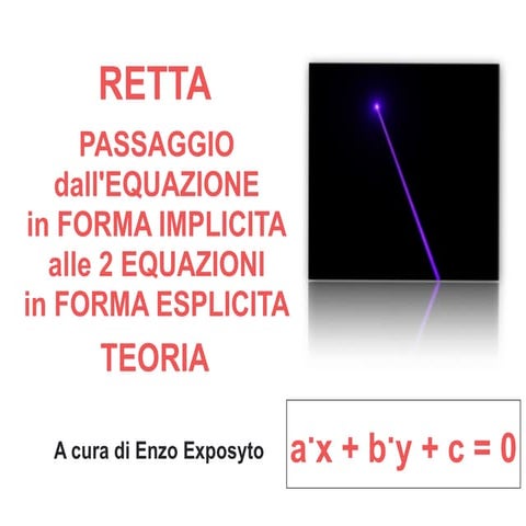 RETTA: dall'EQUAZIONE in FORMA IMPLICITA alle EQUAZIONI in FORMA ...