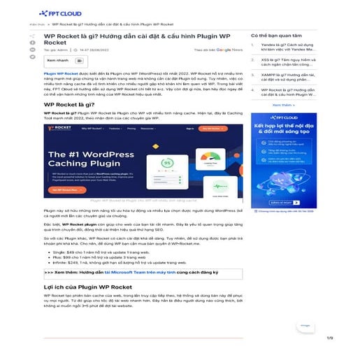Plugin WP Rocket Là Gì? Hướng Dẫn Cách Sử Dụng WP Rocket Tối Ưu Tốc Độ Web WordPress | PDF
