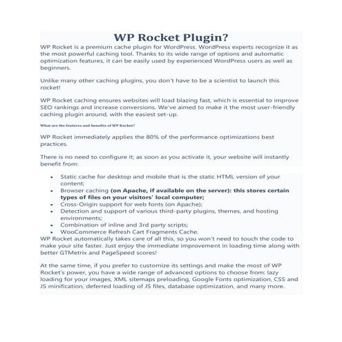 WP Rocket Plugin.pdf | Web Design and HTML | Internet