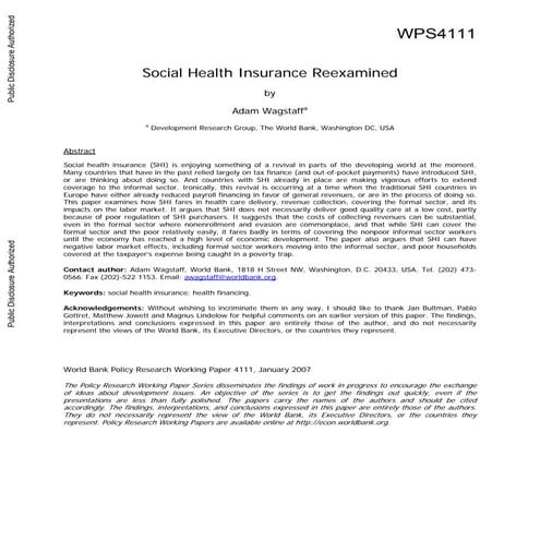 Social Health Insurance Reexamined | PDF
