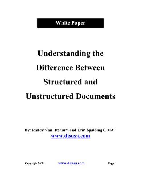Wp Structured And Unstructured Documents Pdf Desktop Publishing