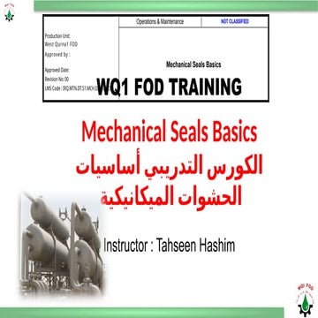Comprehensive Training on Mechanical Seals: Principles, Components, and ...