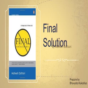 Final Solution (Play) by Mahesh Dattani. | PPTX