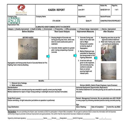 WQD2011 - KAIZEN - ETA Ascon - Eliminating Honeycombing Defect in ...