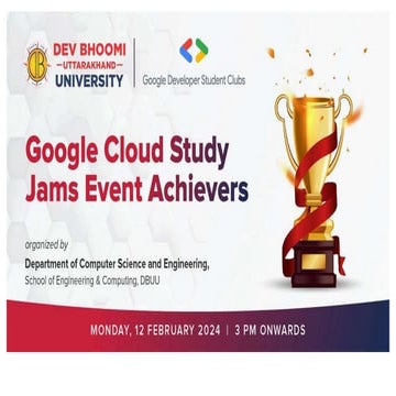 Google Cloud Study Jams Achievers presentation | PPT