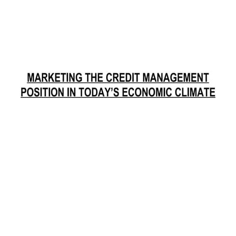 Marketing the Credit Management Position | PPT