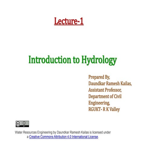 Water Resources Engineering Introduction | PPTX
