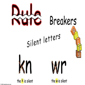 Teaching the rule breakers kn and wr. The k is silent and the w is ...