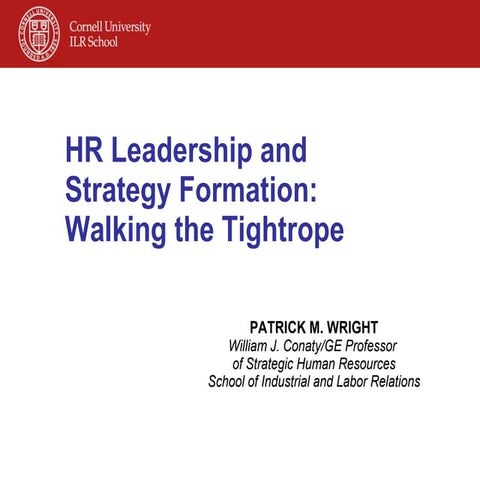 HR Leadership and Strategy Formation: Walking the Tightrope - by ...