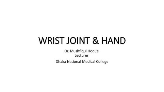 Spaces of Hand and Forearm | PPTX