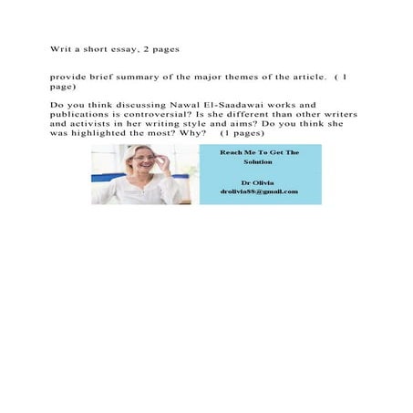 Writ a short essay, 2 pages provide brief summary of the major.docx