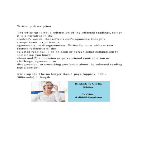 Write-up descriptionThe write-up is not a reiteration of t | DOCX