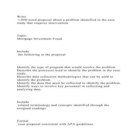 Write 1,050-word proposal about a problem identified in the case s.docx ...